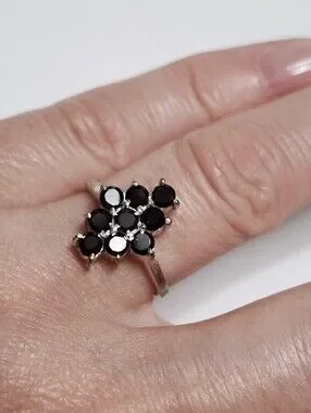 Jewelry | 10 Ct Sapphire Sterling Silver Cluster Ring Size 65 | Poshmark